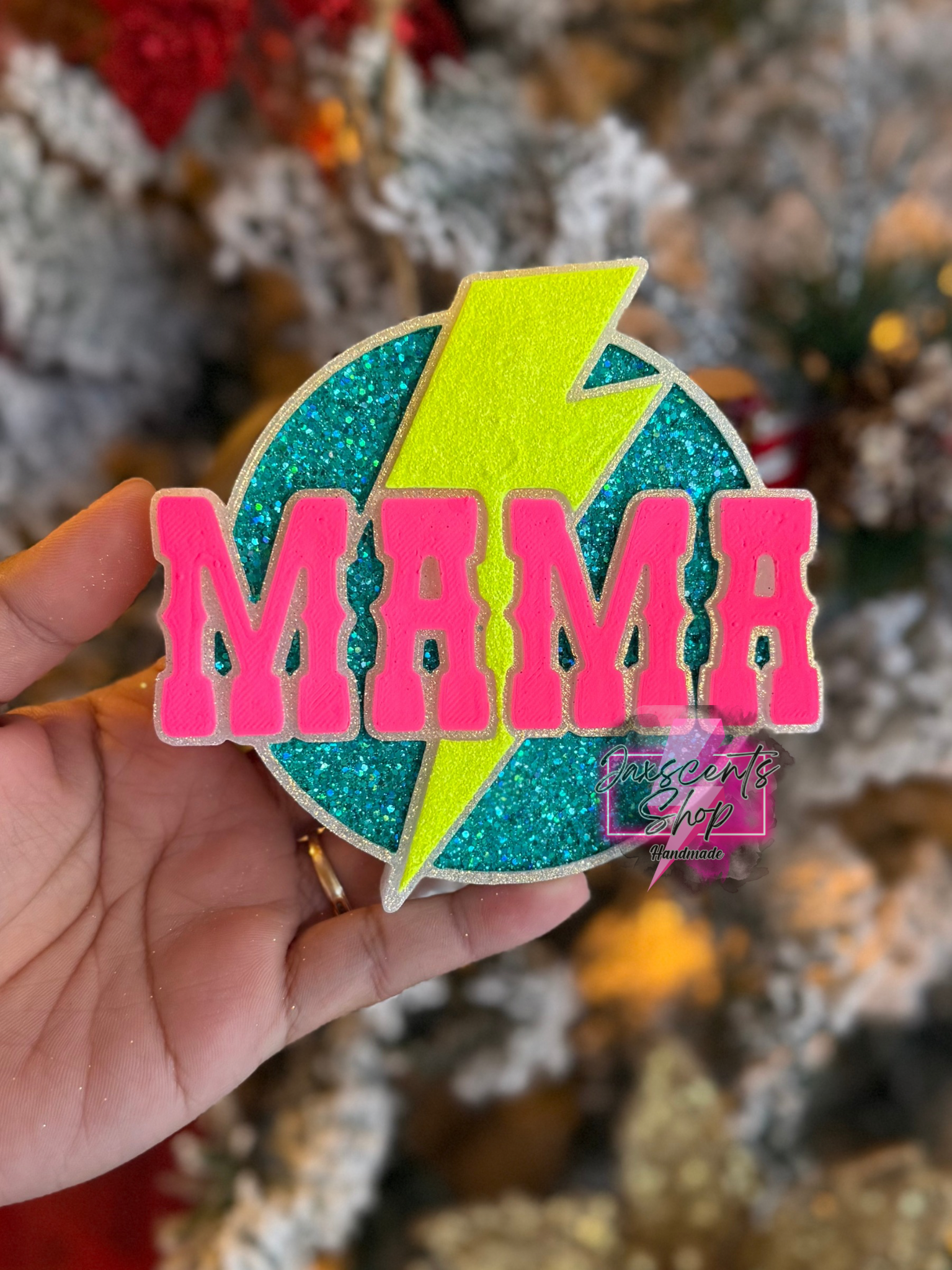 Round Mama With Lightning Bolt Car Freshie – JaxScents Shop